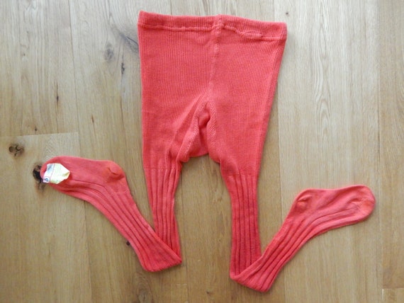 NOS Vintage Pantyhose Kids Cotton Pantyhose Red Tigh… - Gem