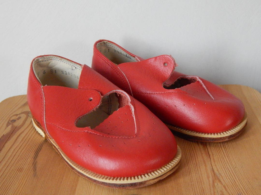 Vintage Kids Red Leather Shoes From 1980 S, Baby Shoes, Ready to Wear ...