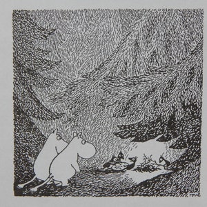 Original 2-sided Black and White Moomin Book Print Tove Jansson Book ...