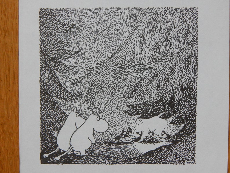 Original 2-sided Black and White Moomin Book Print Tove Jansson Book ...