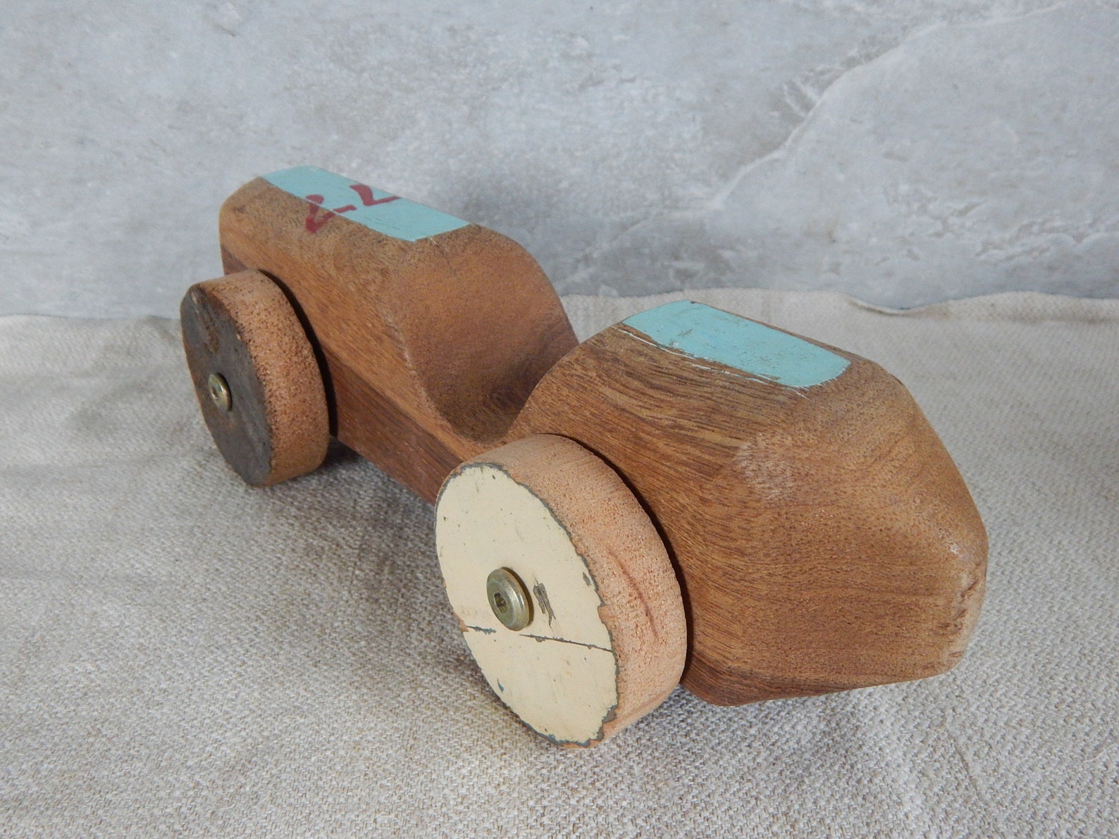 Vintage Style Hand Made Wooden Push Car Toy Rustic Heavy Wood | Etsy