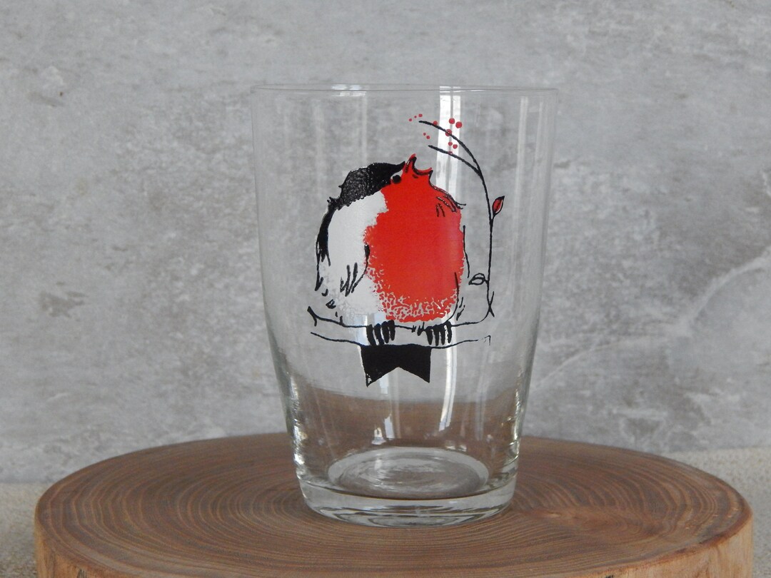 Trinkglas mit Vogelbild im Vintage Glassware Glass Tumbler Cartoon ...