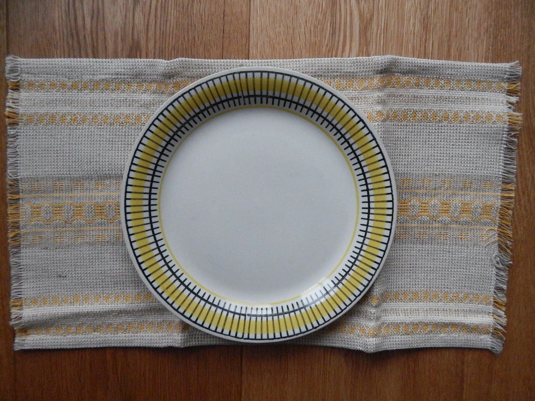Set of 5 NOS Vintage Natural Linen Cotton Placemats With Tablerunner ...