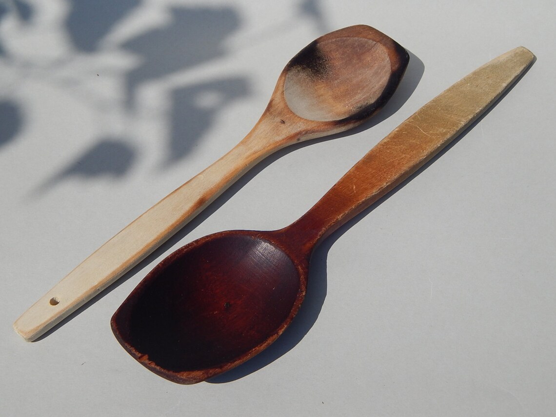 Vintage Big Wooden Spoon Set Kitchen Utensils Rustic Kitchen | Etsy