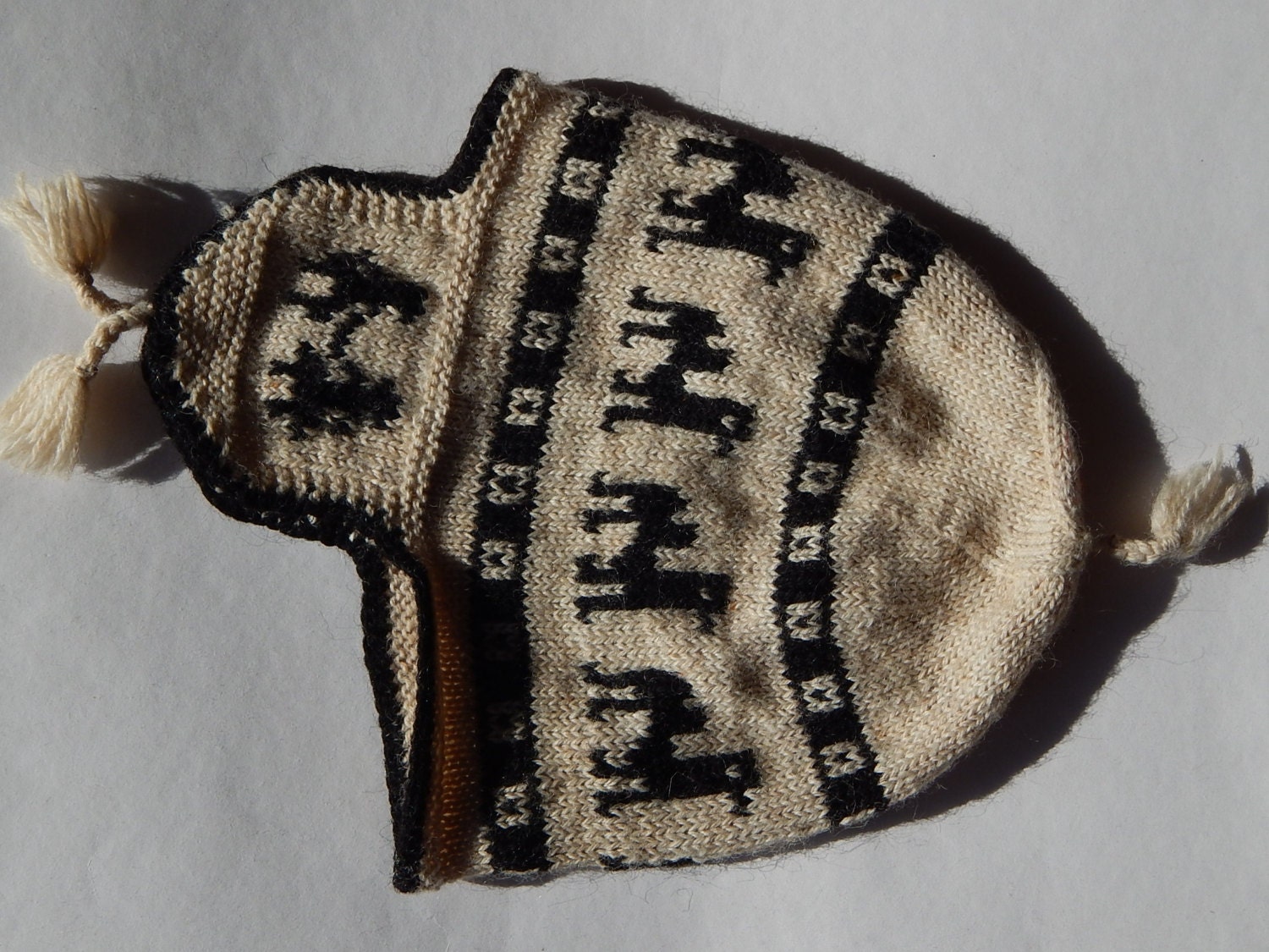 Vintage Knitted Ethnic Tribal Style Wool Hat Black Beige - Etsy