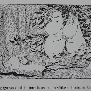 Original 2-sided Black and White Moomin Book Print Tove Jansson Book ...
