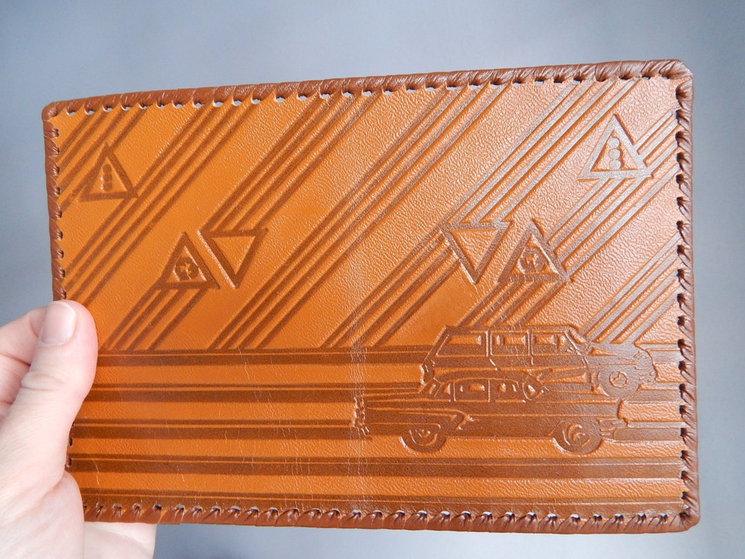 Vintage Driving License Cover Notebook Cover Genuine Leather Embossed ...