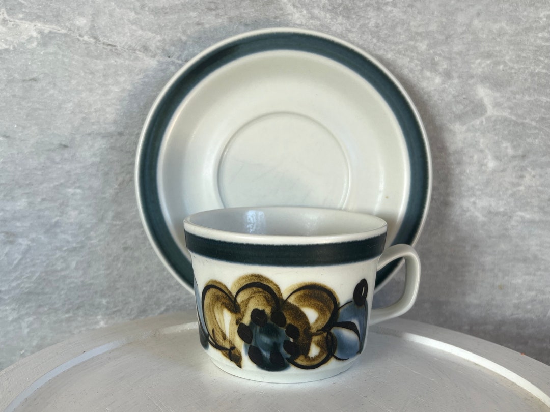 Set of 2 Cups and 2 Saucers Senja Inger Waage Vintage Stavangerflint Norway Cup and Saucer Tea ...