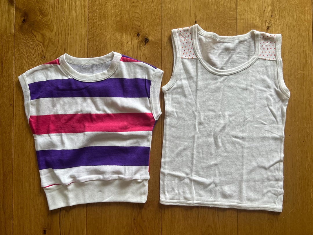 Vintage Soviet Kids T- Shirt, Tank Pink Purple White T-shirt, Unused ...