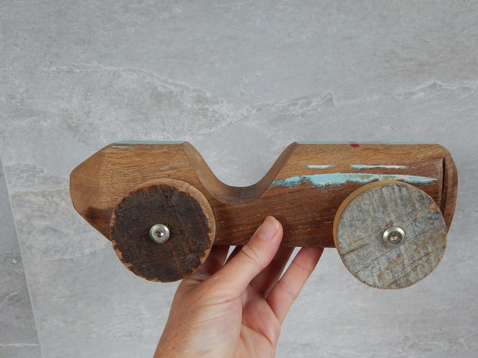 Vintage Style Hand Made Wooden Push Car Toy Rustic Heavy Wood - Etsy