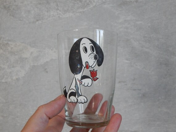 Drinking Glass With Dog Image in Vintage Glassware Glass | Etsy