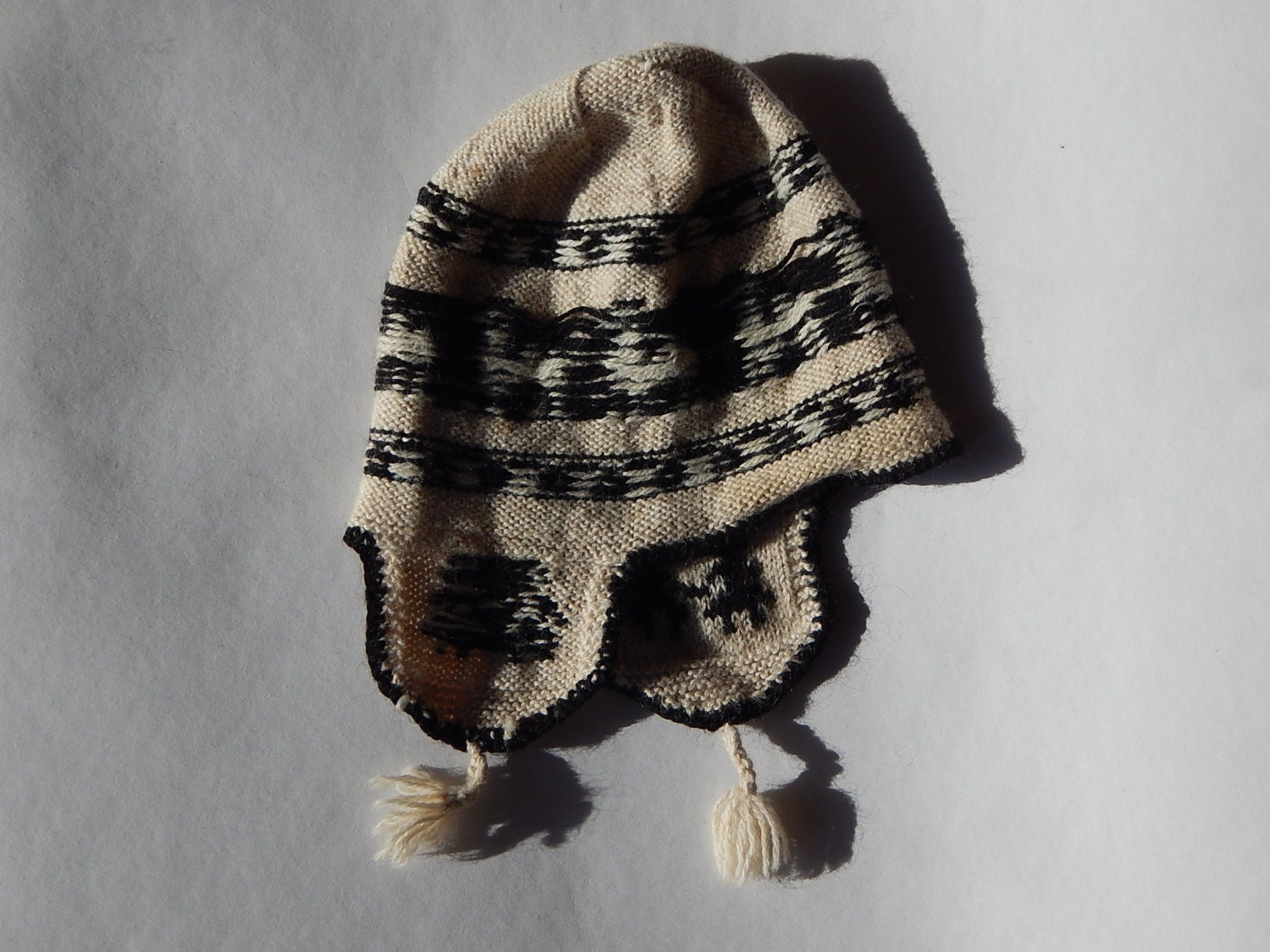 Vintage Knitted Ethnic Tribal Style Wool Hat Black Beige - Etsy