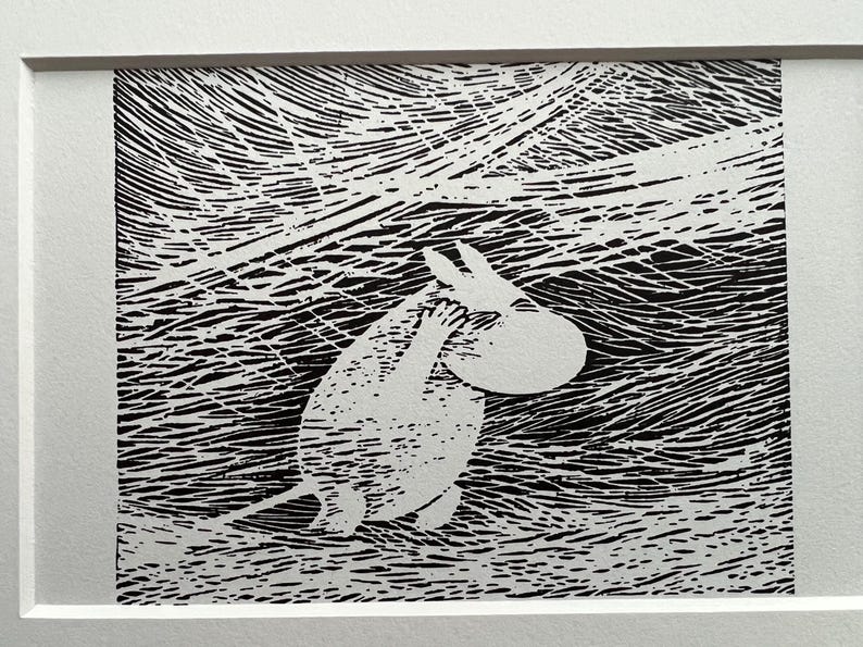 Original Black and White Moomin Book Page Mounted Print Tove Jansson ...