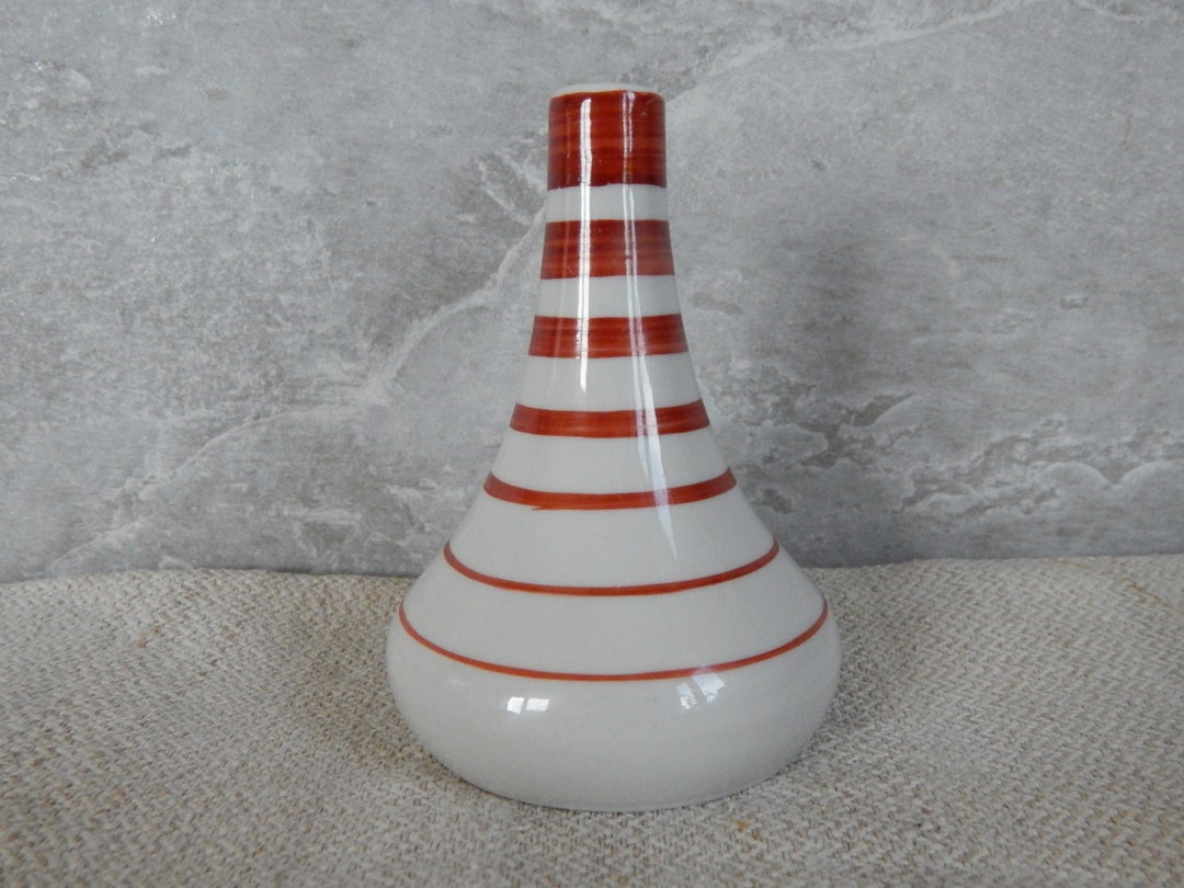 RPR Vase Vintage Riga Porcelain Factory Ceramic Striped Vase One Flower ...