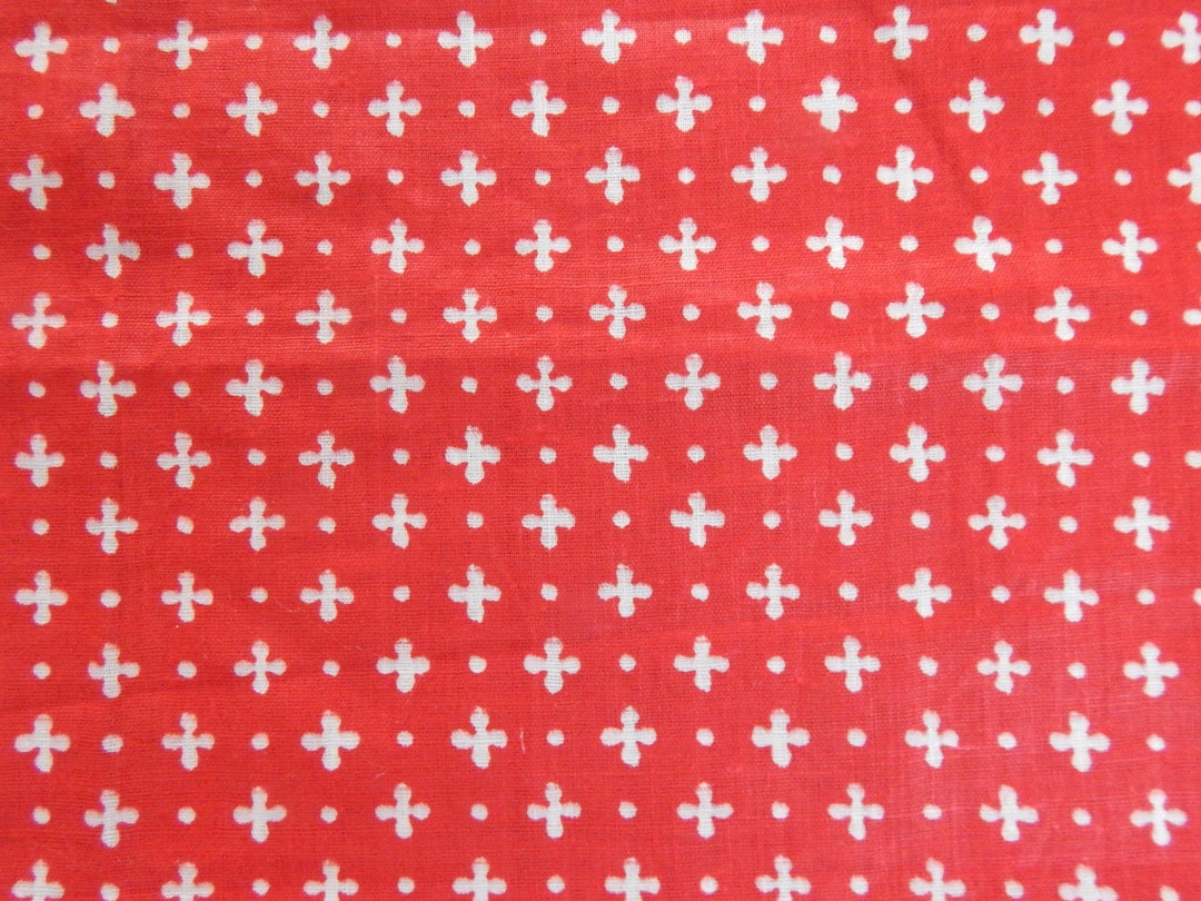 Rot-Weiße Quilting Blumen Stoff Vintage Baumwolle Retro Stoff 80 x 78 ...