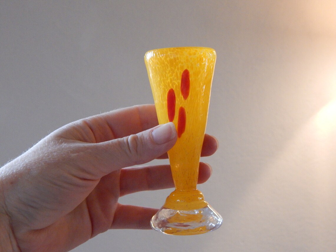 Bright Shot Glasses Set of 4 Red Yellow Vodka Glass Hand Made - Etsy