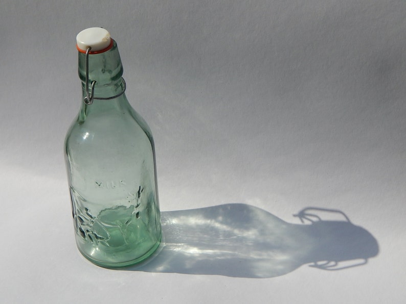 Vintage Light Blue Milk Bottle Glass Bottle Heavy Thick Milk | Etsy