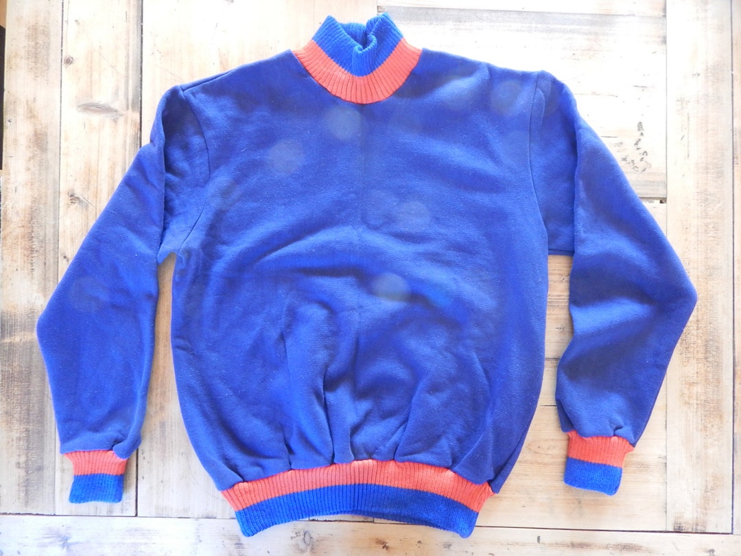 NOS Vintage Kids Blue Cotton Fulling/ Blue/ Red Wool Sweatshirt ...