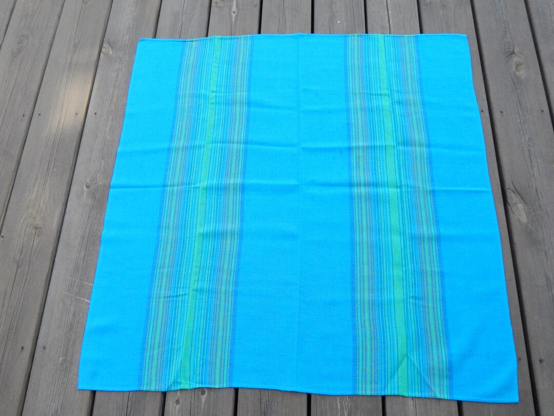 Vintage Swedish Turquoise Blue Acrylic Wool Tablecloth Retro Home Decor ...