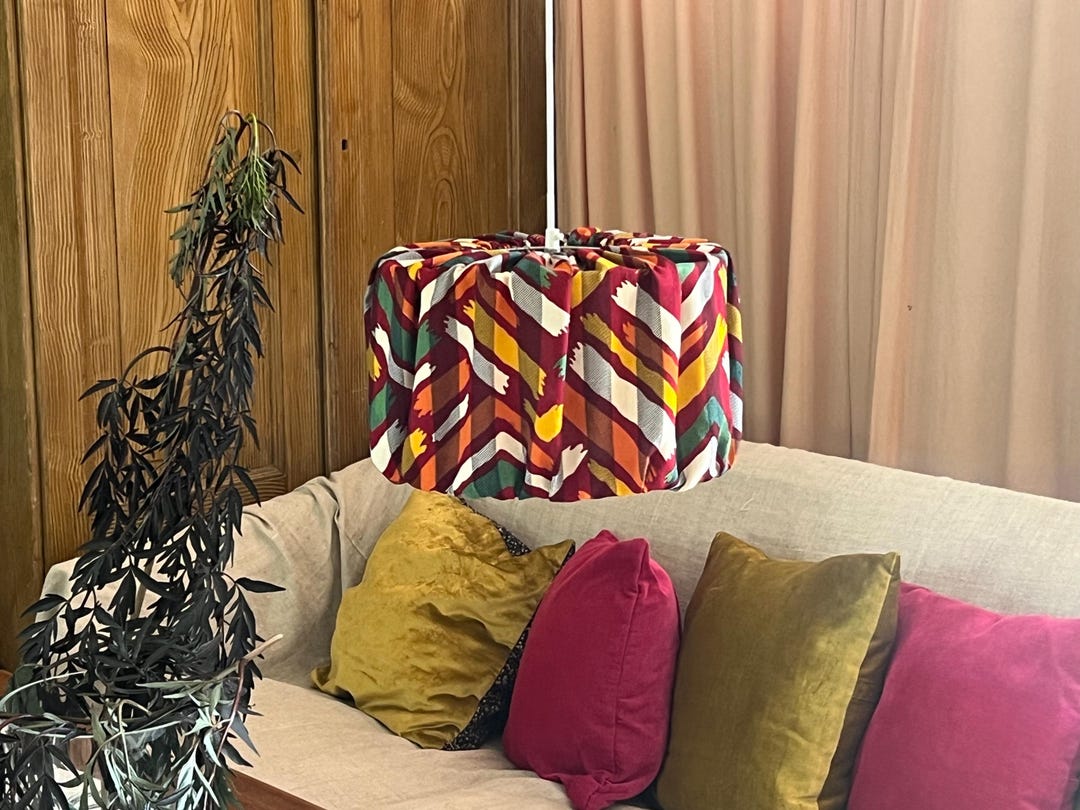 Handmade Fabric Pendant Light Shade Multicoloured One of a Kind Ready ...