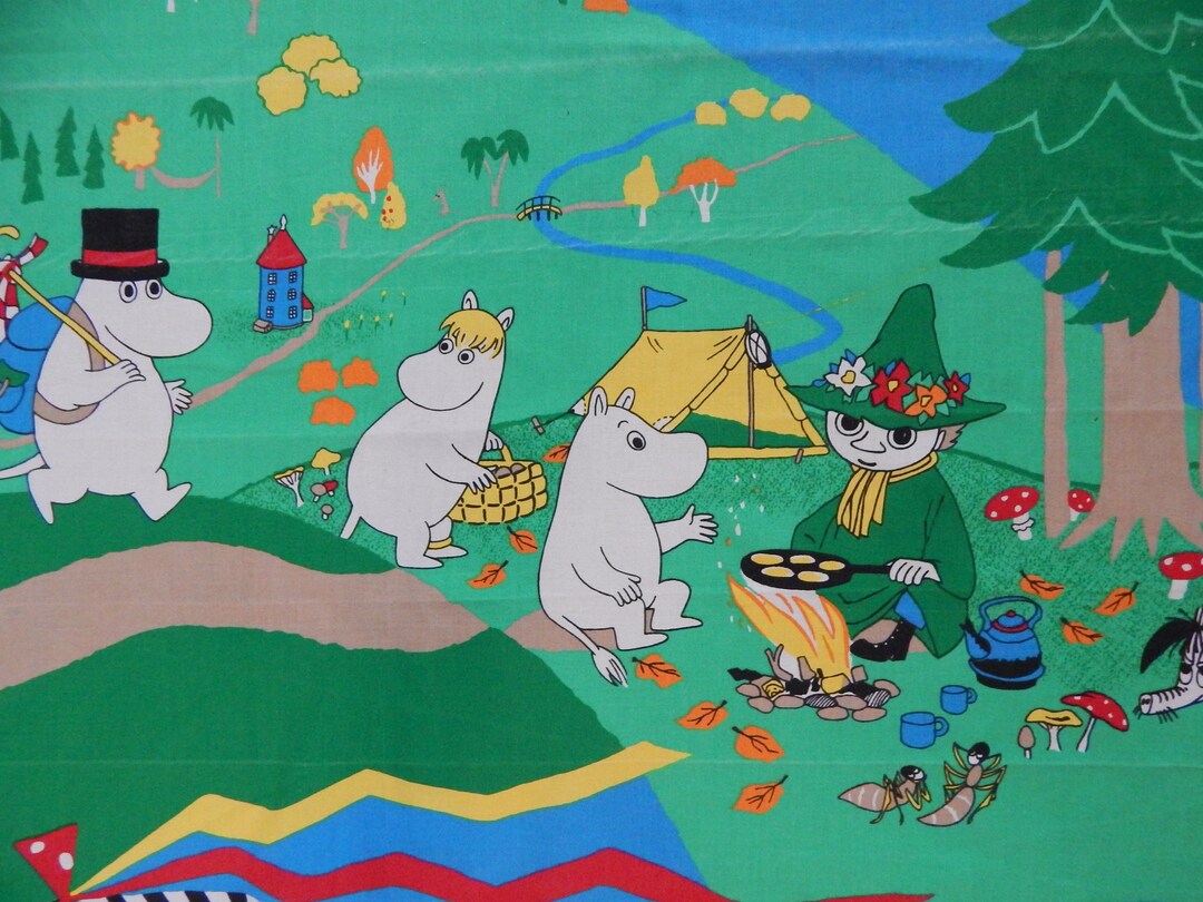 MOOMIN Characters 1996 Fabric Bulls 100% Cotton Finlayson Vintage ...