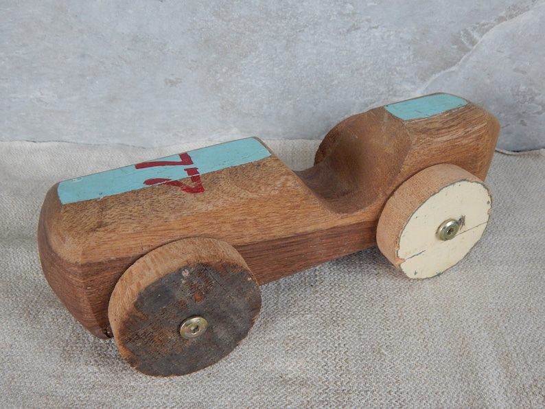 Vintage Style Hand Made Wooden Push Car Toy Rustic Heavy Wood - Etsy