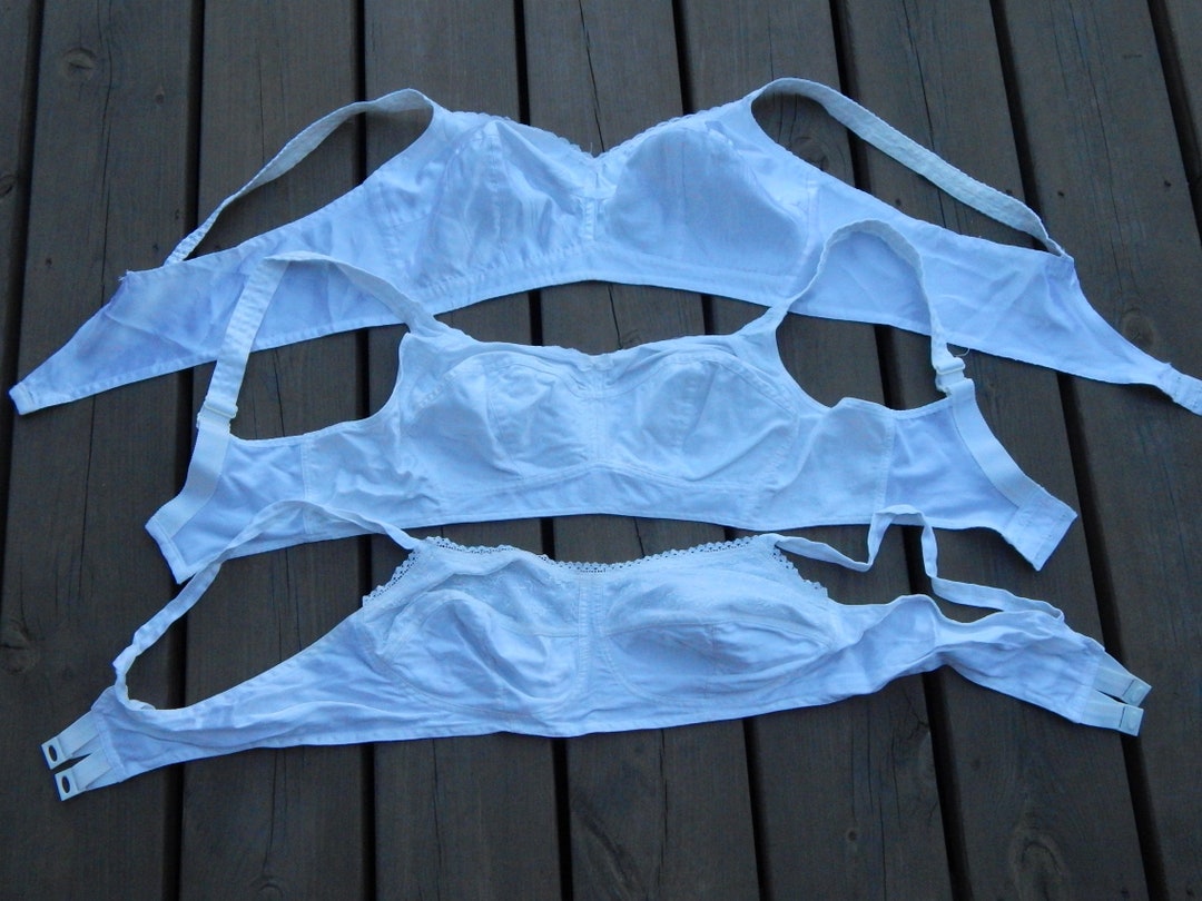 Set of 3 Granny Bra Brassiere Time Vintage White Lingerie Ladies Bra ...