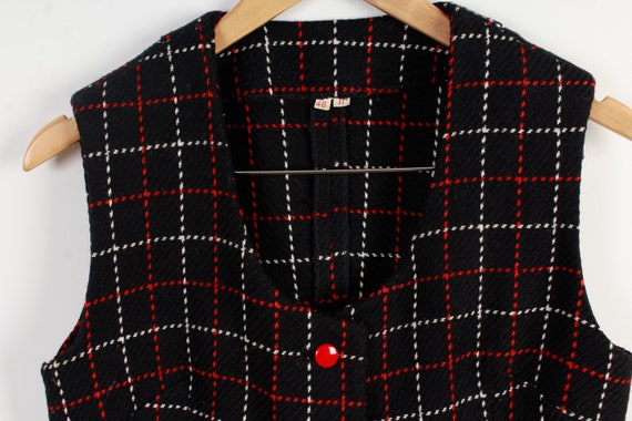 Vintage Checkered Women Vests Long Black Waistcoat Re… - Gem