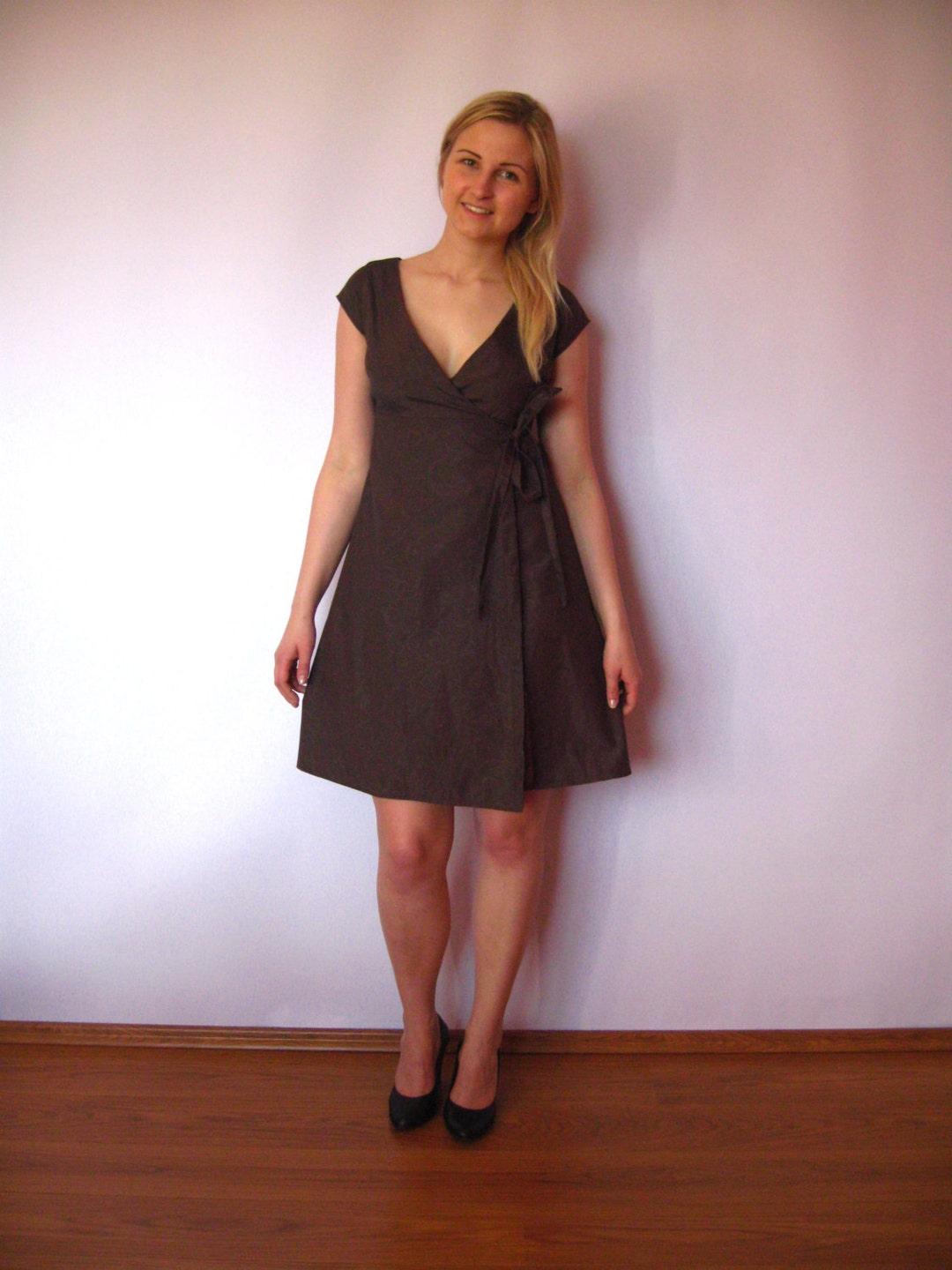 Brown Evening Dress Designed Pattern Women Dress for Graduation Medium ...