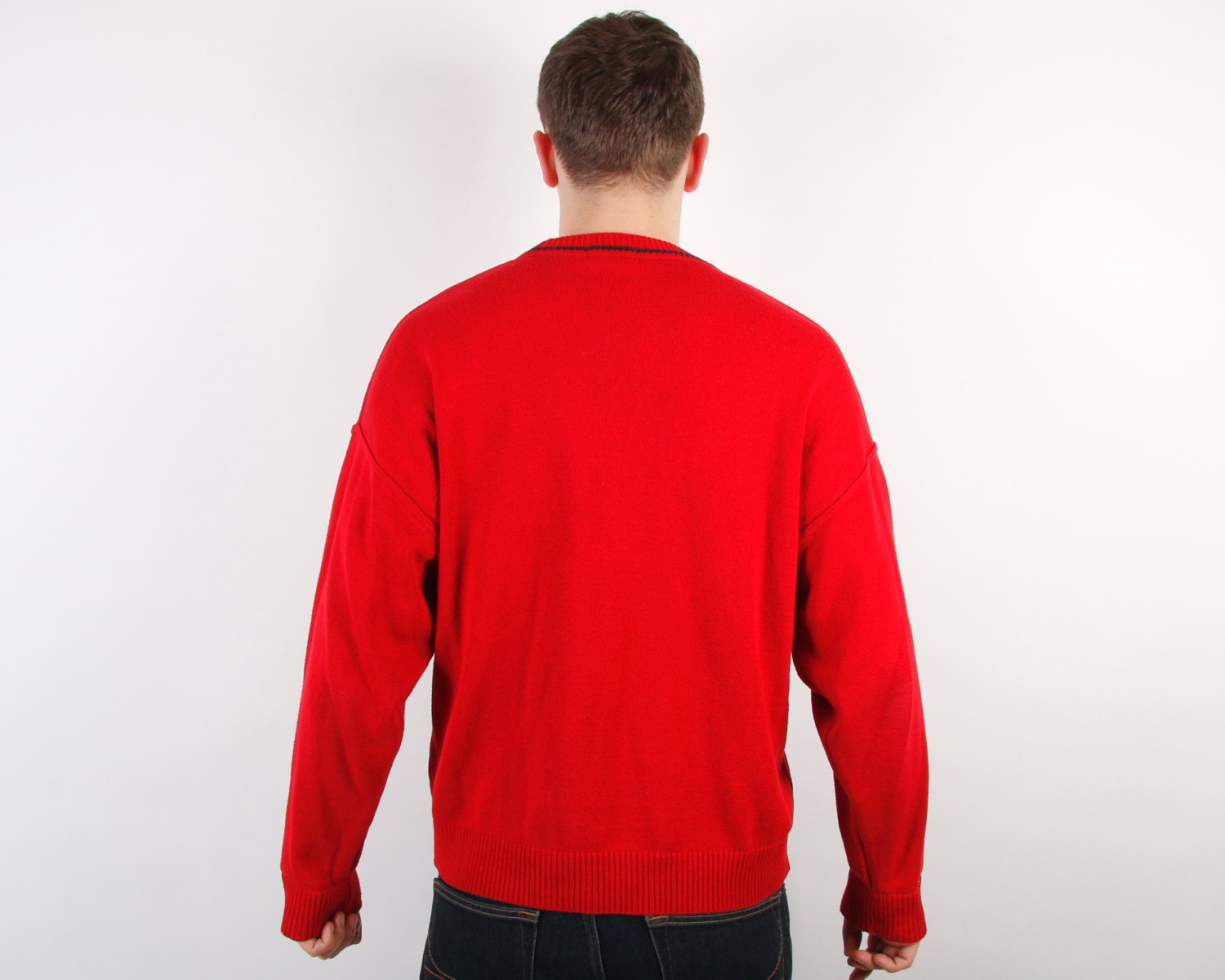 Red PIERRE CARDIN Men Sweater Patterned Vintage Geometrical - Etsy