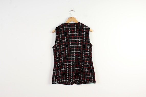Vintage Checkered Women Vests Long Black Waistcoat Re… - Gem