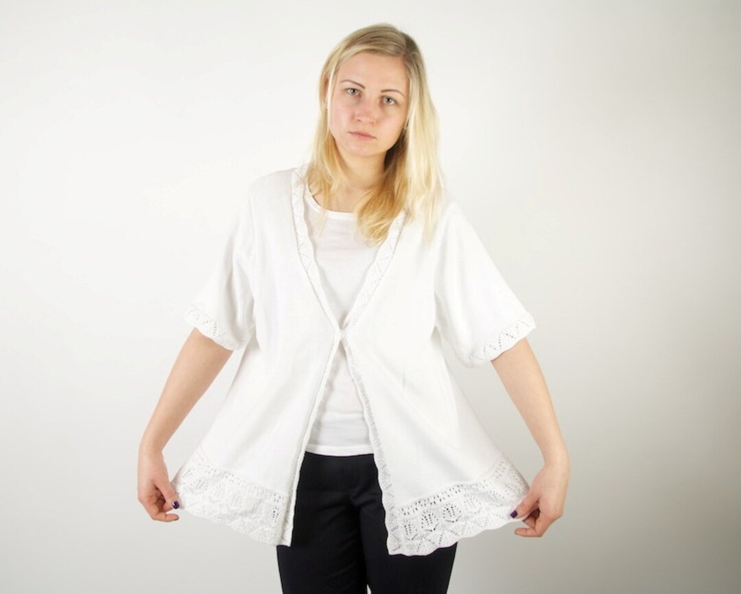 White Women Sweater Lace Bottom up Classic Business Outfit Christmas ...