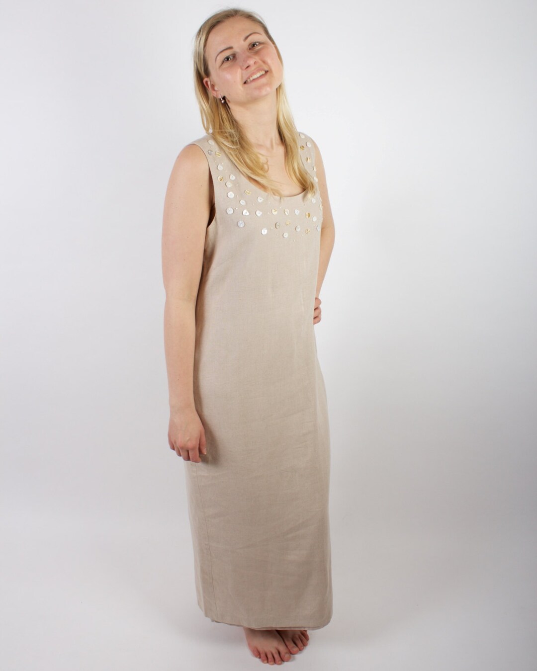 Light Grey Dirndl Dress Folksy Dress Maxi Long Summer Boho Dress ...