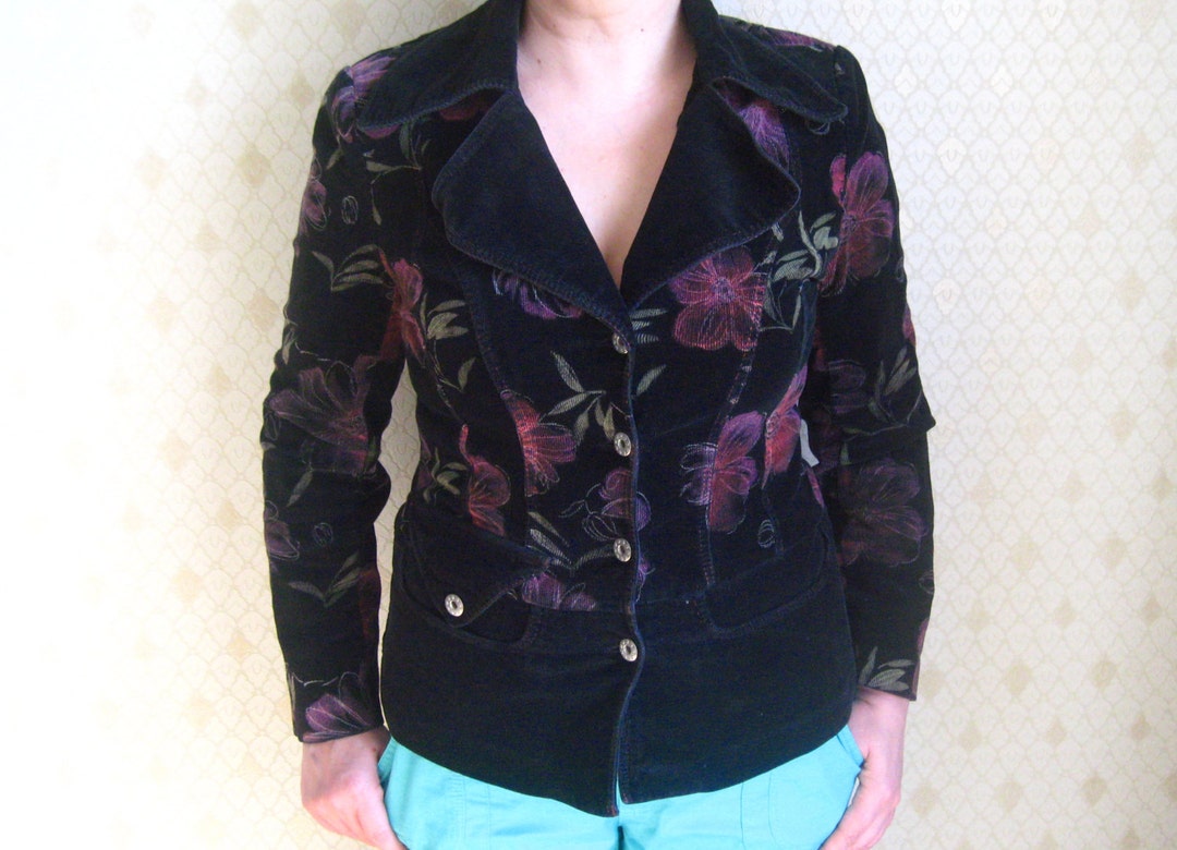 Vintage Ladies Business Suit Jacket Womens Tweed Suit Black Purple ...