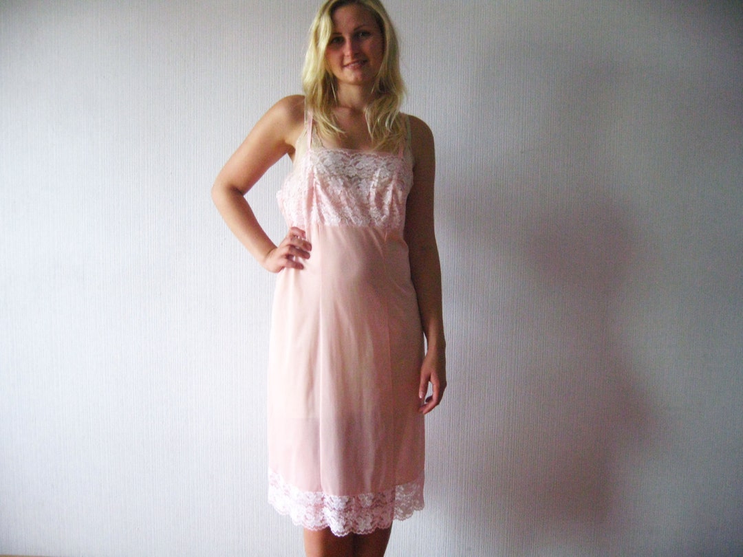 Lingerie Vintage 60s Peach Lace Shoulder Straps Negligee Petal Pink - Etsy