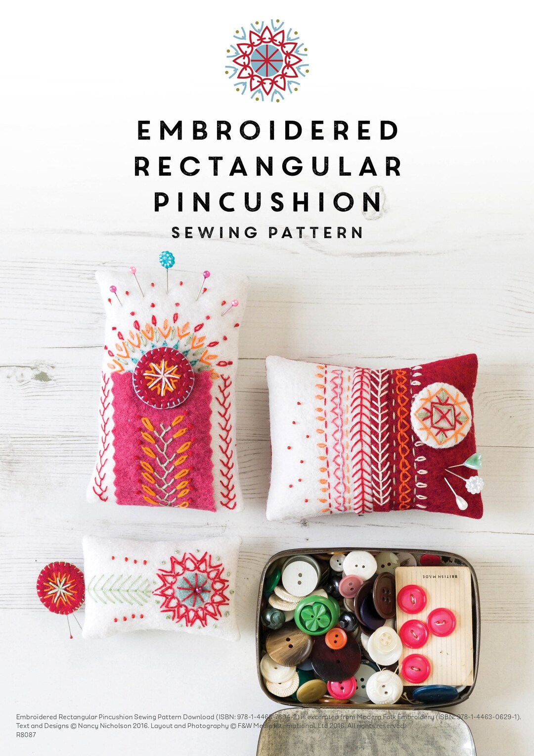 Embroidered Rectangular Pincushion Sewing Pattern Download - Etsy