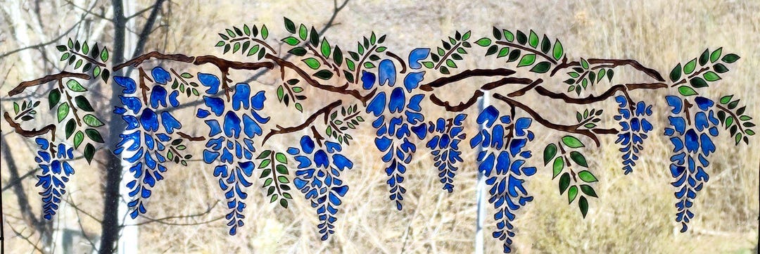 Glicine Wisteria Stained Glass Effect Window Cling: 80x30cm Static ...