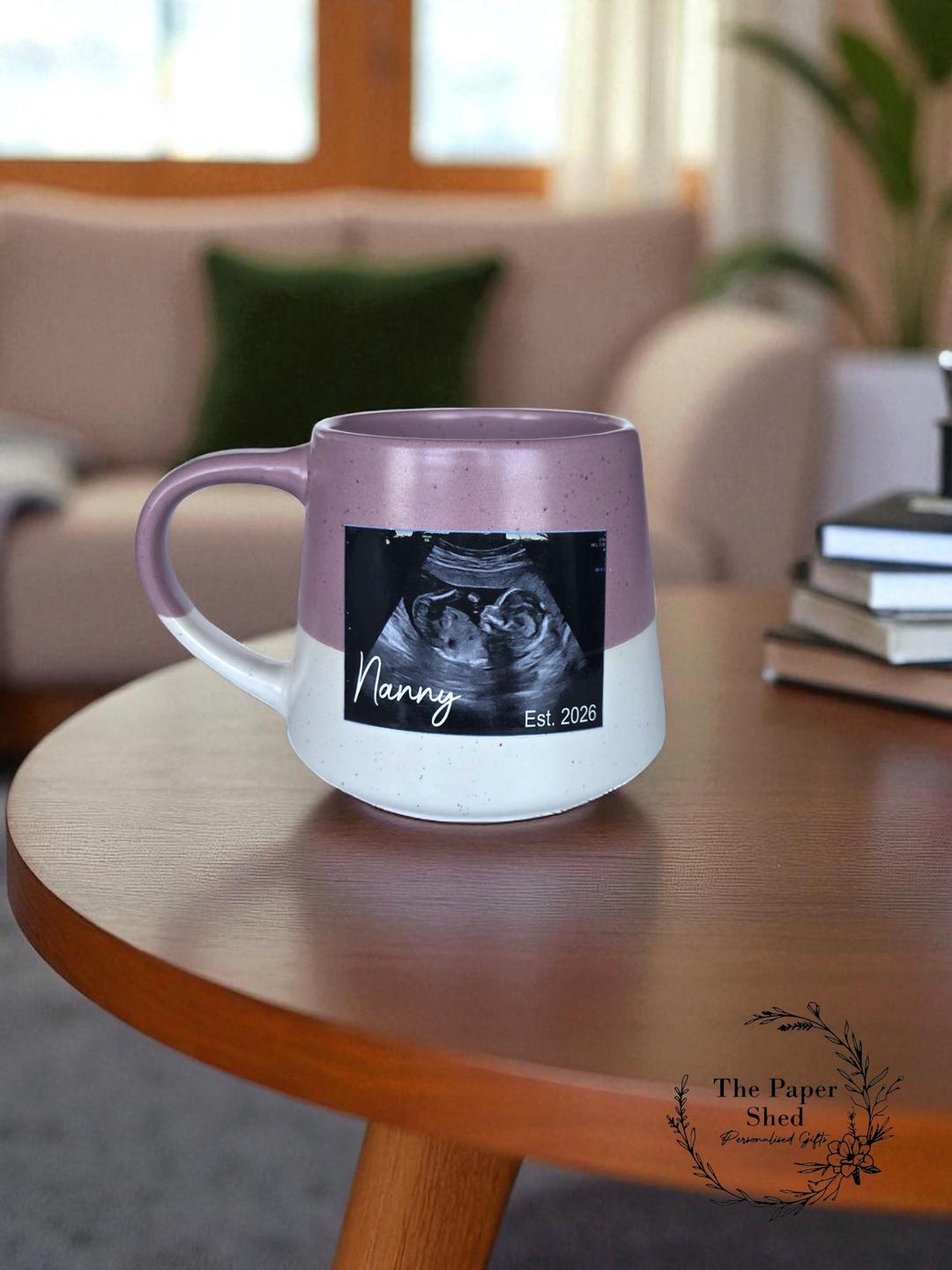 Baby Ultrasound Scan Photo Printed Personalised Stripe Speckled Mug ...
