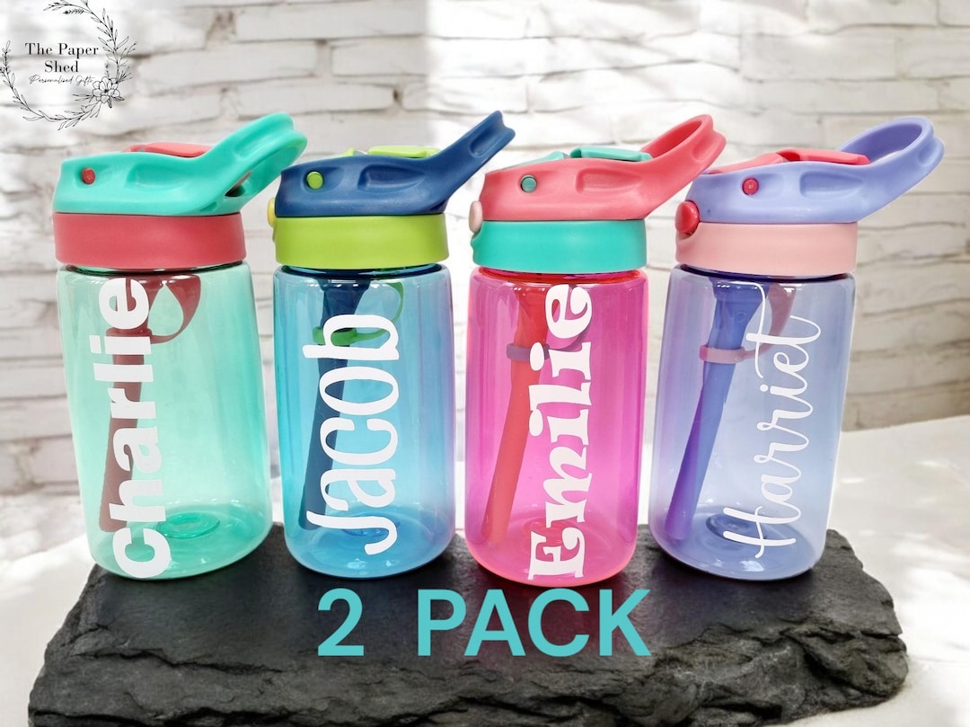 2 Pack - Children Personalised Back to School Drinks Water Bottle Kids ...
