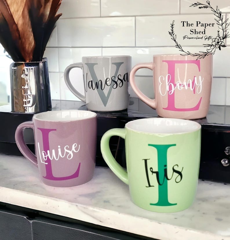 Big Initial Coffee Mug Tea Cup Personalised - Etsy UK