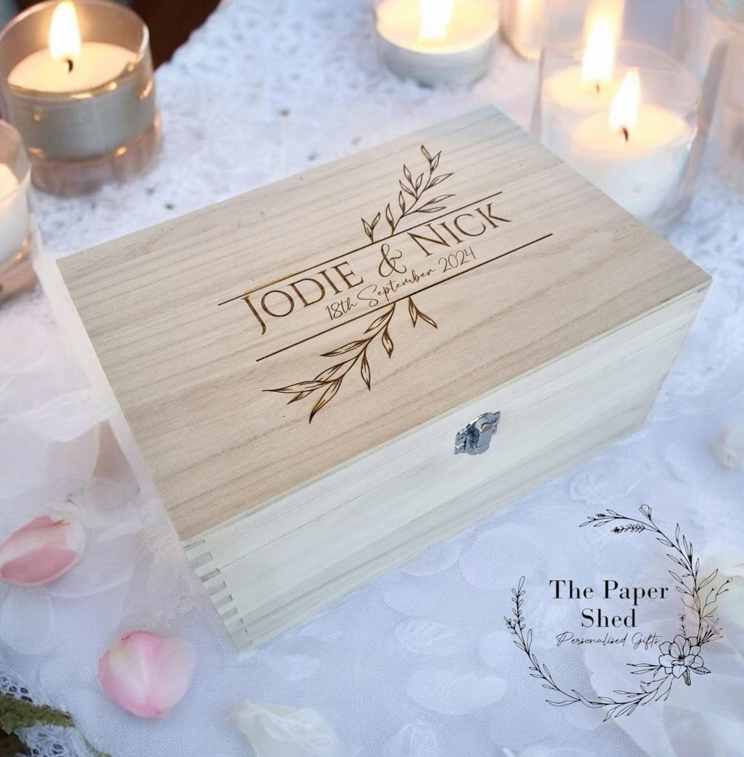 Couples Family Memory Box Wedding Engagement Keepsakes Leaves - Etsy