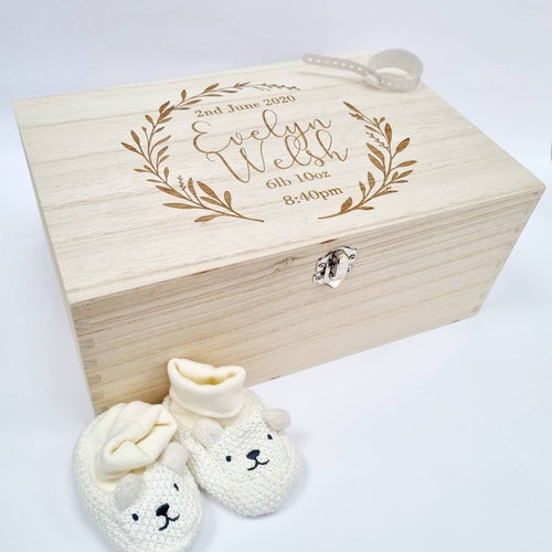 Personalised Wooden Baby Box Engraved Baby Box Baby Memory - Etsy UK