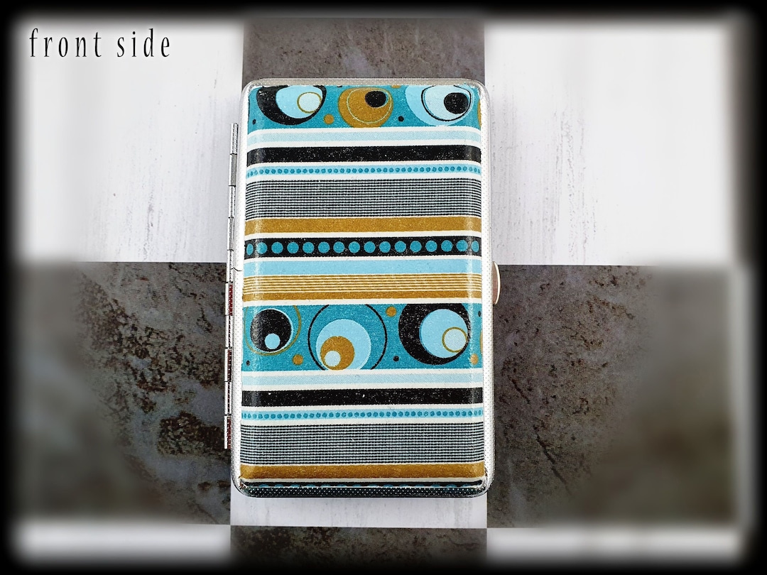 Zigarettenetui, Blaues Mandala Muster, 100er Jahre schlanke Zigarettenschachtel, Visitenkarten ...