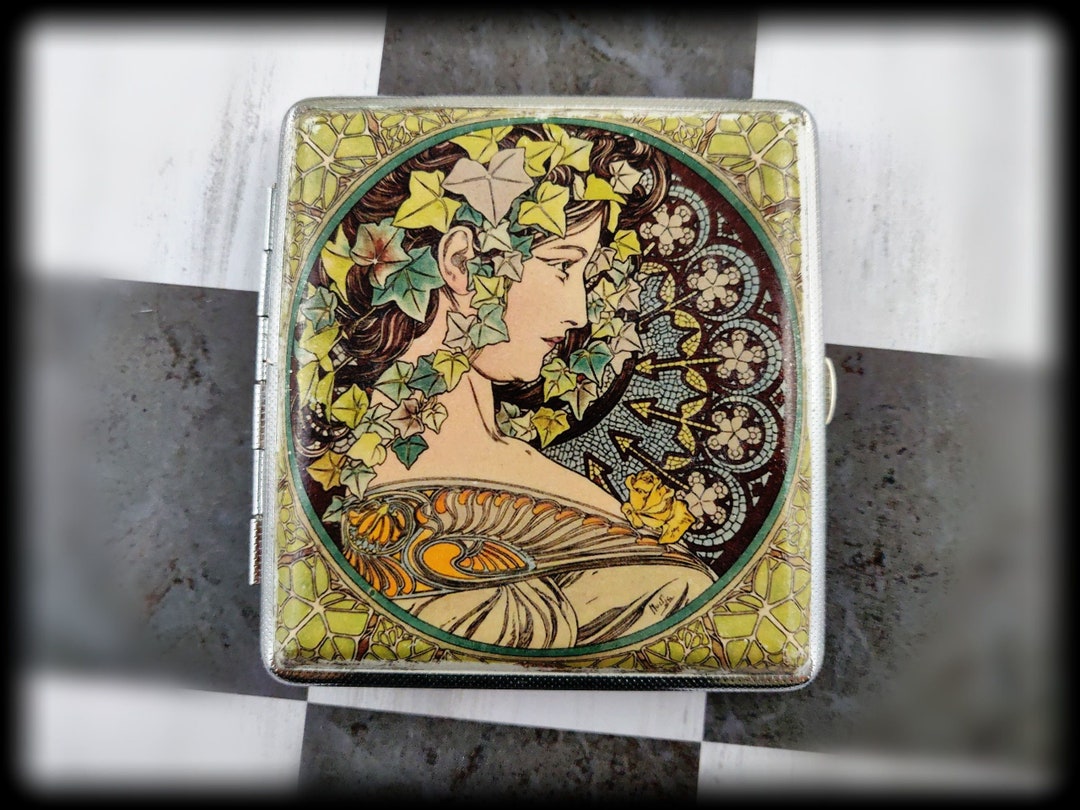 Pitillera Alphonse Mucha Muse Cigarrera grande Alfons mucha art nouveau ...