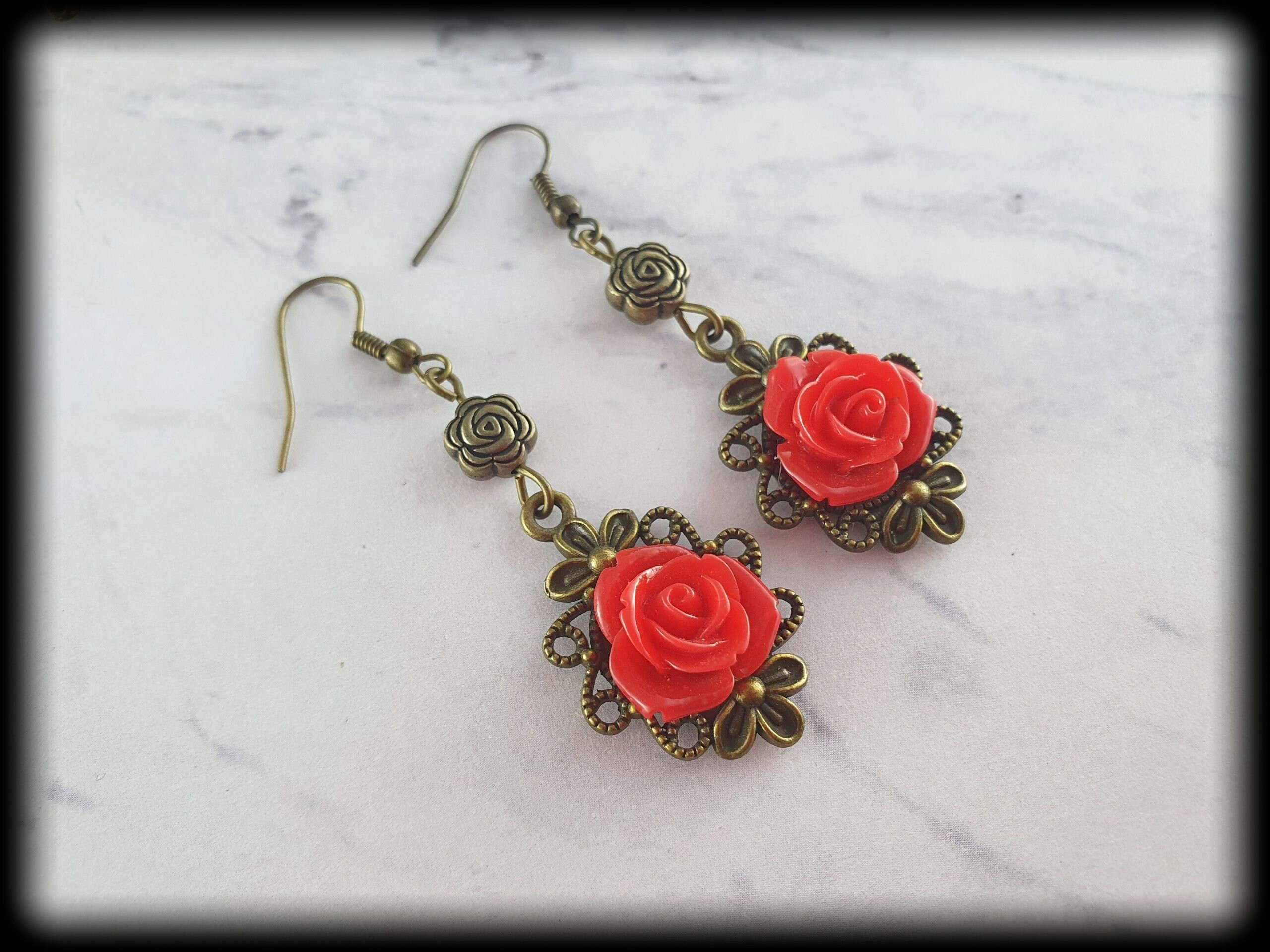 Rose Earrings Various Colors Fashion Earrings in Vintage - Etsy UK