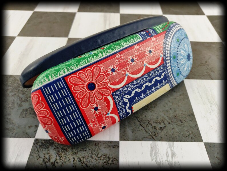 Glasses Case Patchwork Blue & Red Patchwork Idea Eyeglasses - Etsy