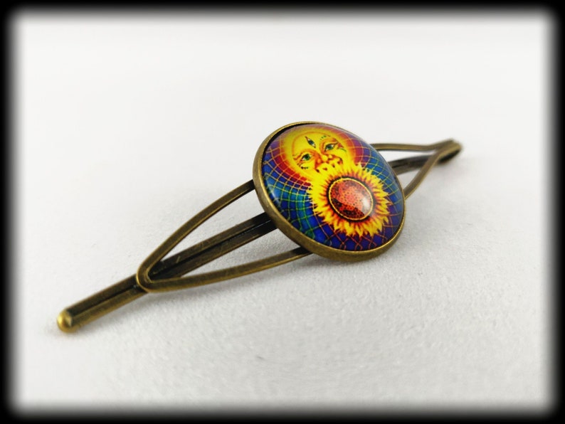 Abstract Sun Hair Slide Sun Face Hair Pins Yellow Print Hair | Etsy