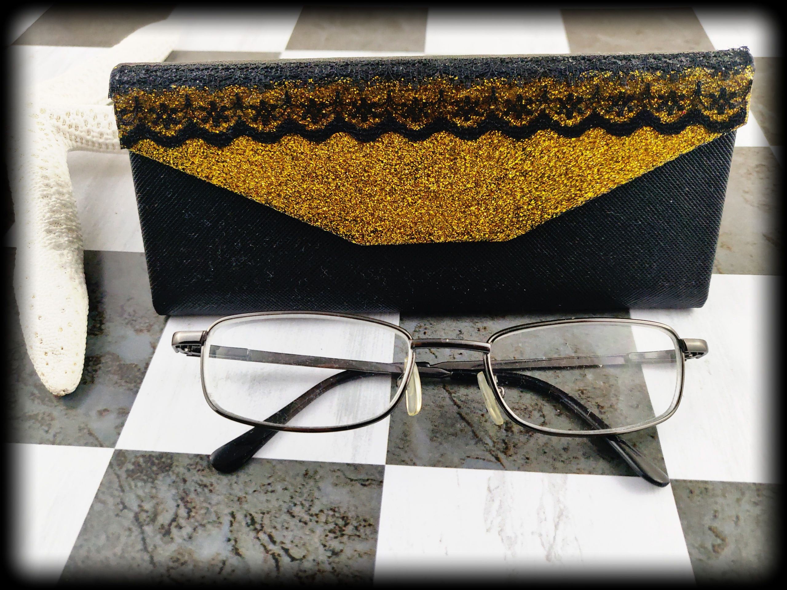 Collapsible Glasses case Eyeglass case Sparkly gold tinsel | Etsy