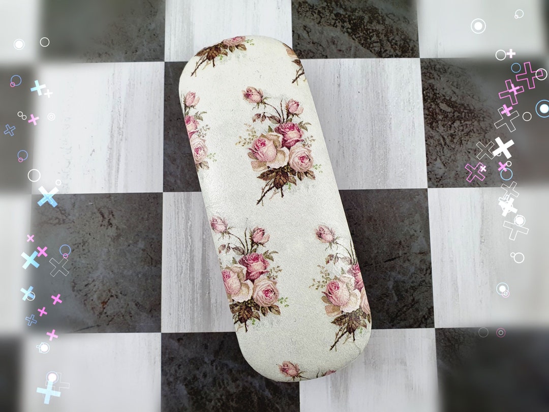 Vintage Flowers Glasses Case Hard Cute Little Roses Eyeglasses Hard ...