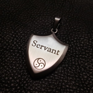 Exclusive BDSM Slave Servant Pendant Stainless Steel Crest Shield ...